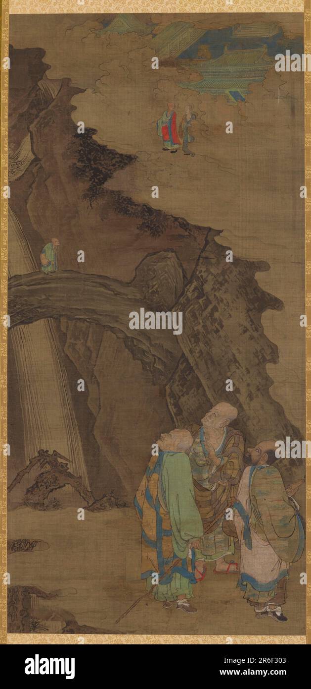 The Rock Bridge at Mount Tiantai. Origin: China. Ink and color on silk ...