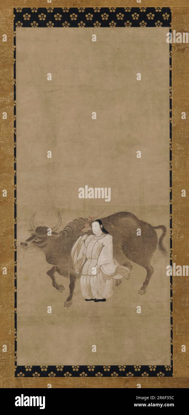 Tenjin (Sugawara no Michizane) with an ox. Date: 16th century. Origin ...