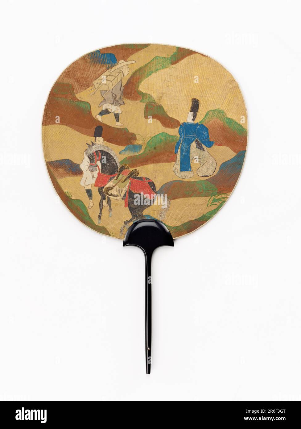 On one side Narihira and the pilgrim; on the other, chrysanthemums and ...