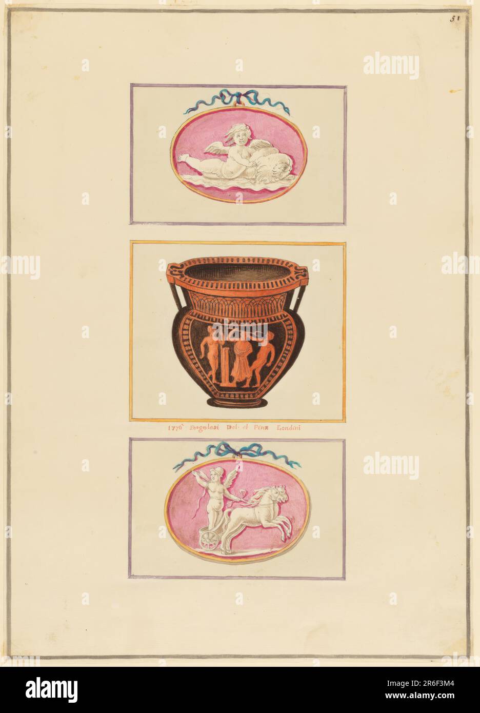 Ornament Design with Vase and Cameos. Date: 1776. Pen and ink, brush ...