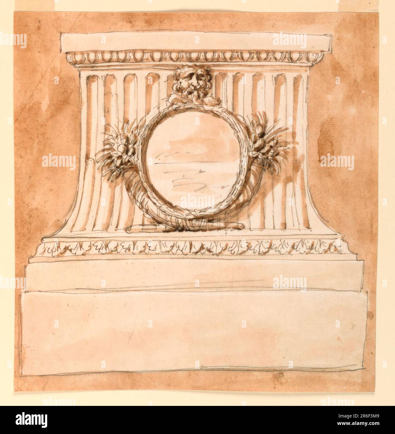 The main part is concave and fluted. In the center of the front is a ...