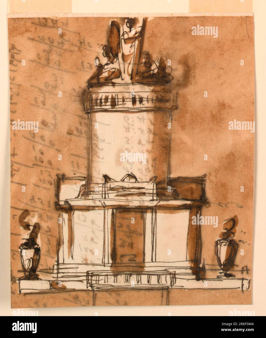 The structure is on top of steps, the column standing upon a flat roof ...