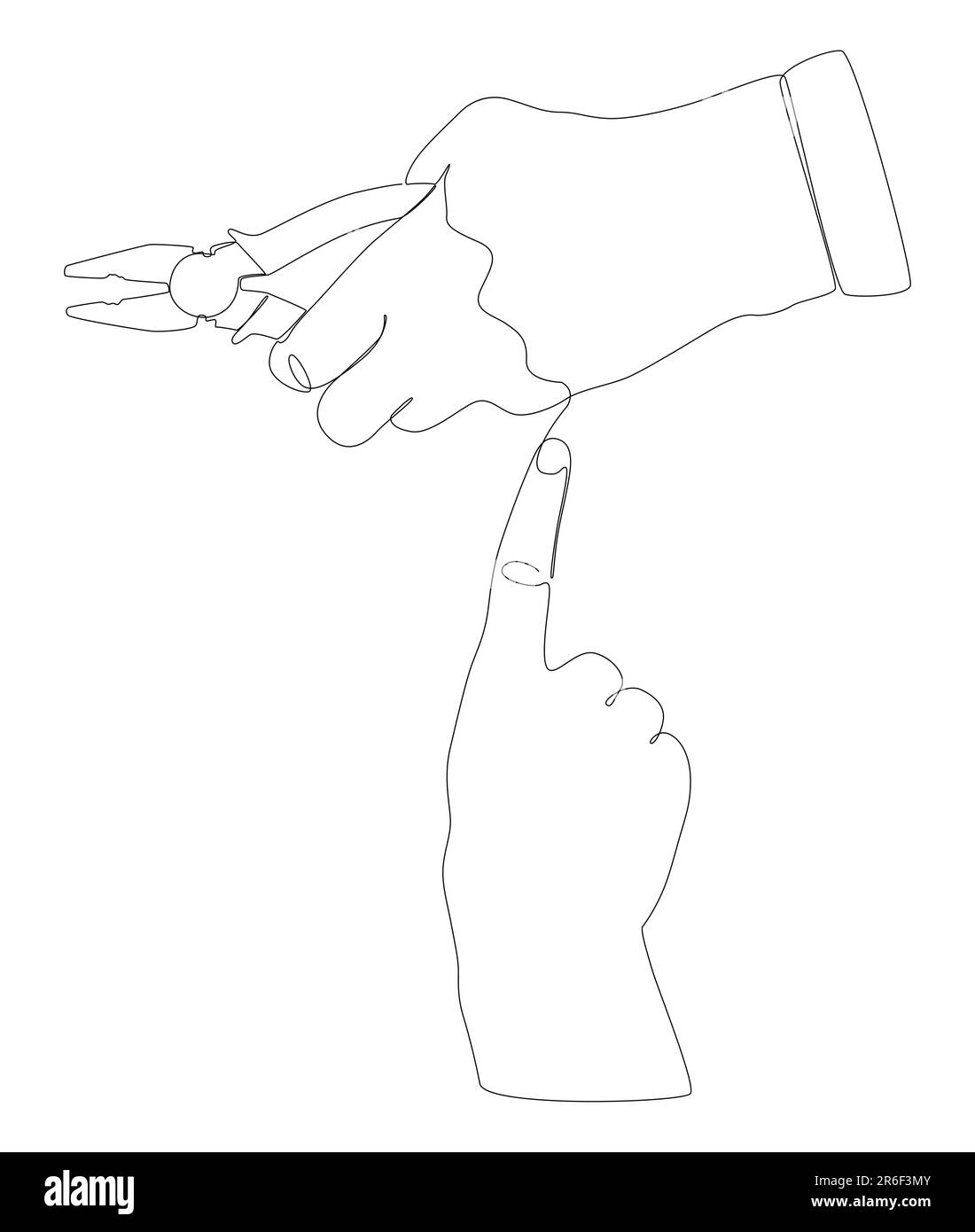 One continuous line of hand with Pliers, Tongs. A hand tool used to ...