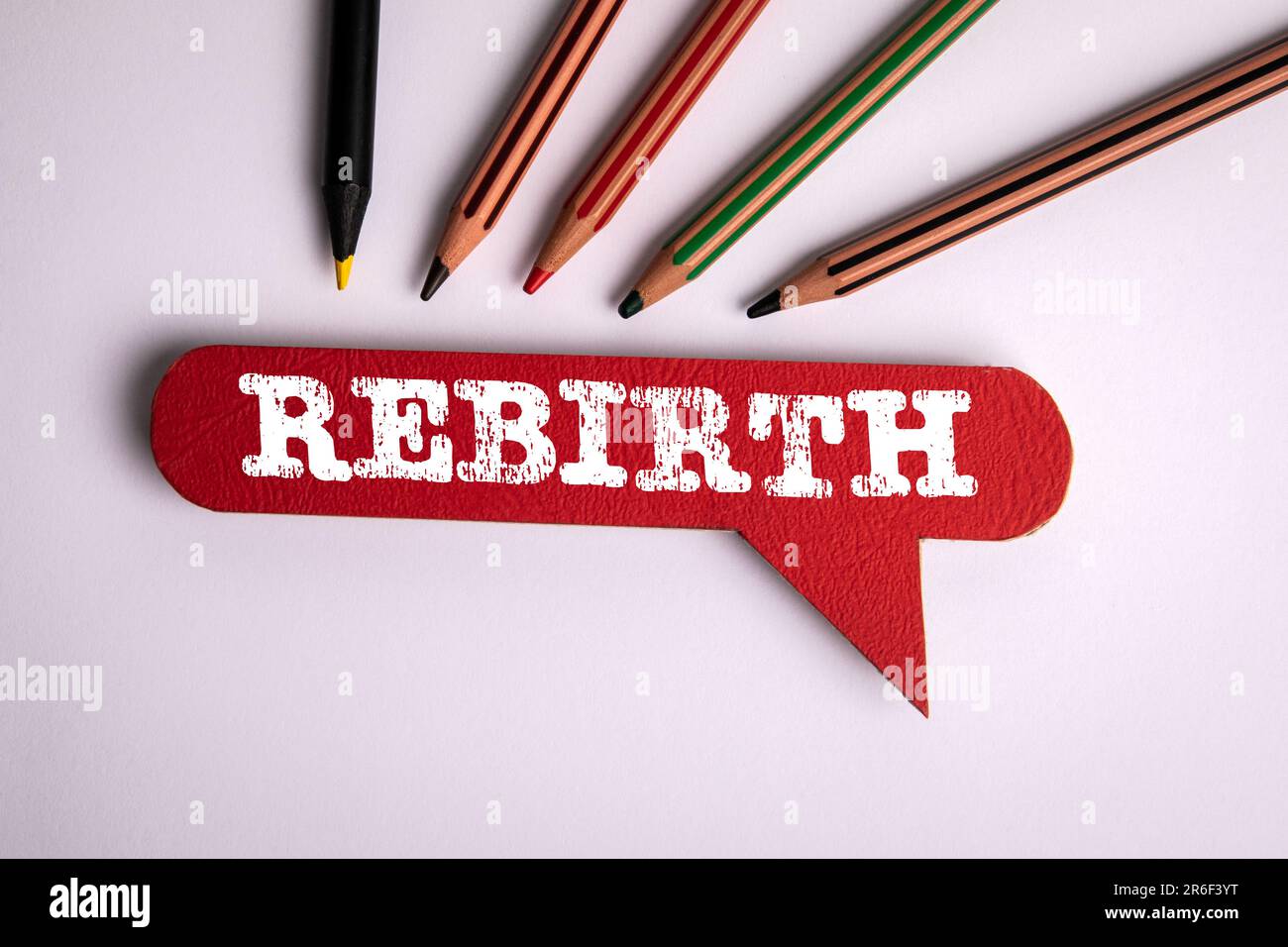 Rebirth. Red speech bubble with text on a white background Stock Photo ...