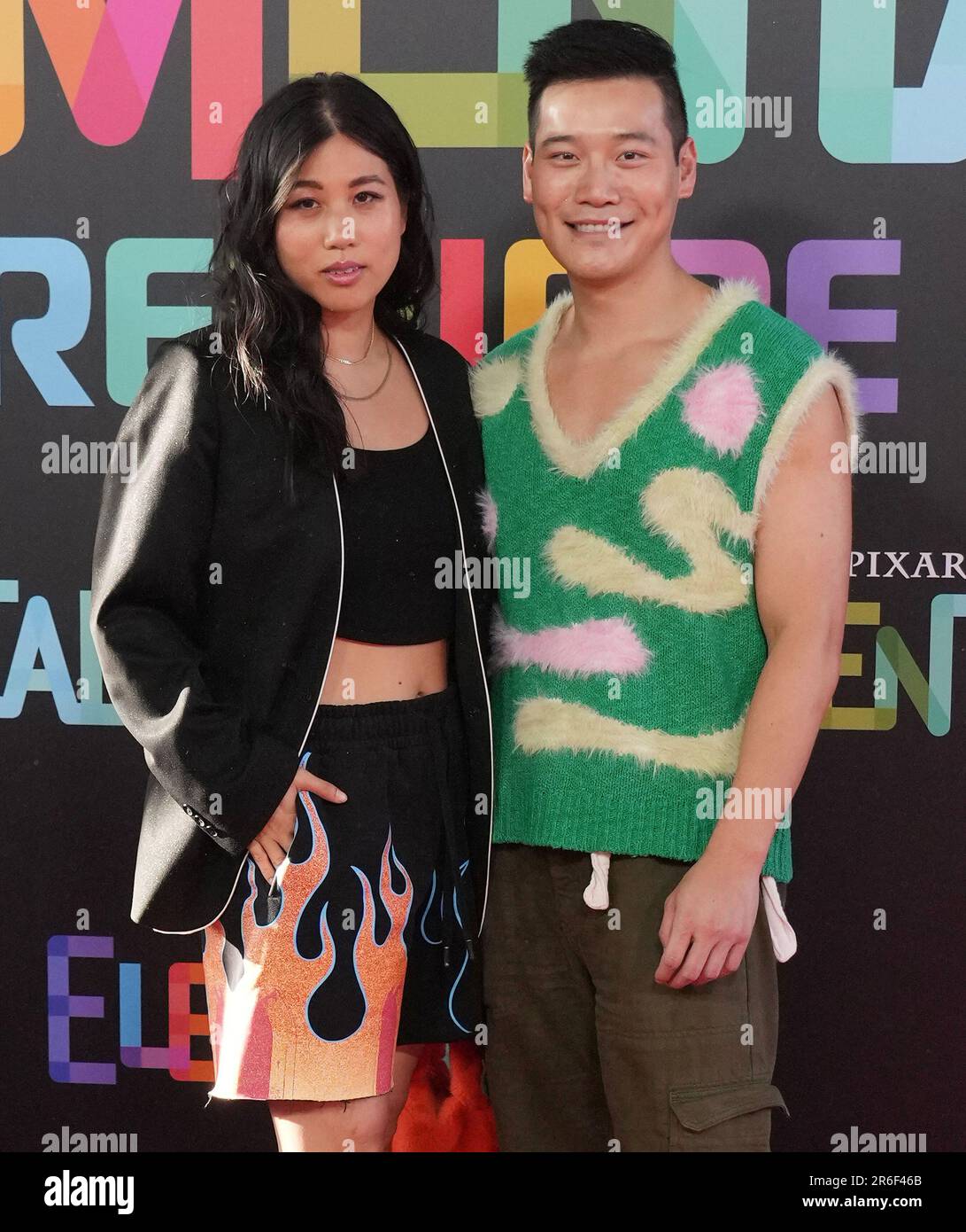 Los Angeles, USA. 08th June, 2023. (L-R) Cathleen Chen and Danny Lam arrives at the Disney Pixar ...