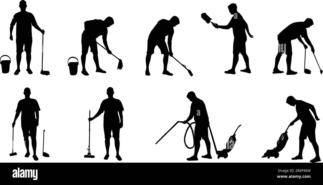 Male janitor mop in Stock Vector Images - Alamy