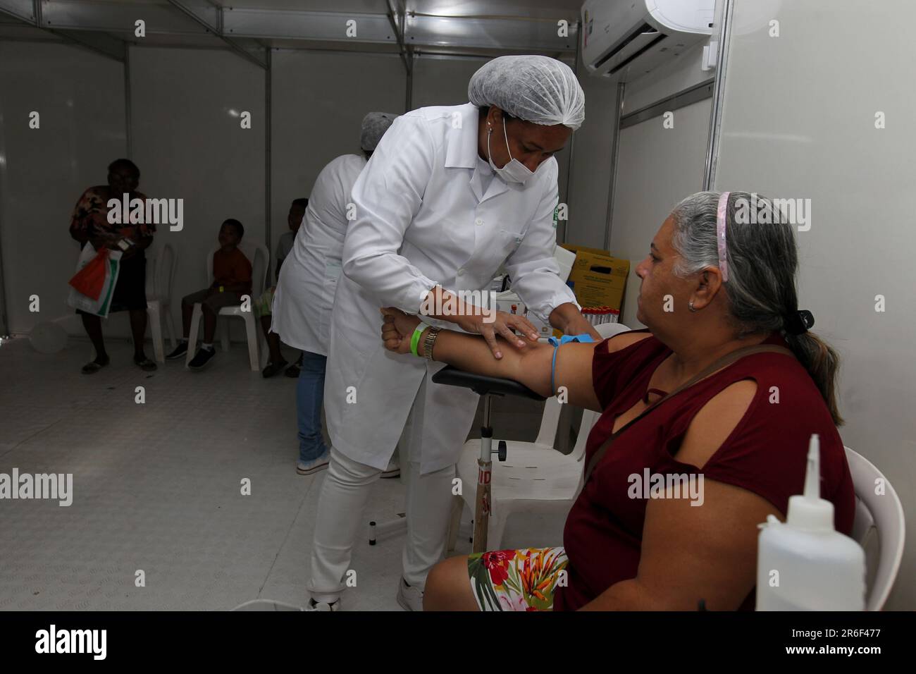 itaberaba, bahia, brazil - june 3, 2023: blood collection procedure for ...