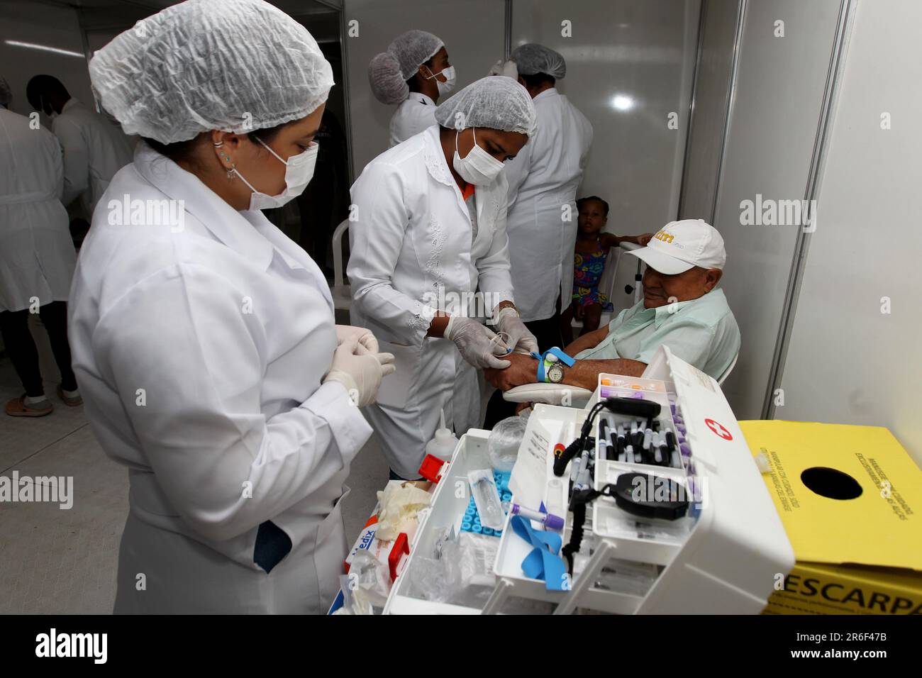 itaberaba, bahia, brazil - june 3, 2023: blood collection procedure for ...