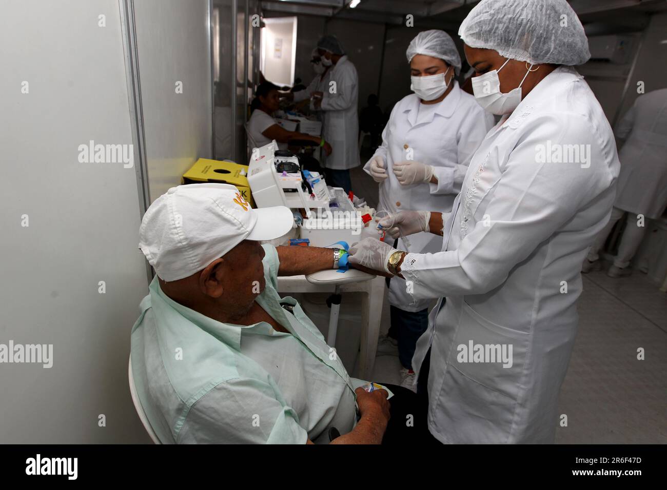 itaberaba, bahia, brazil - june 3, 2023: blood collection procedure for ...