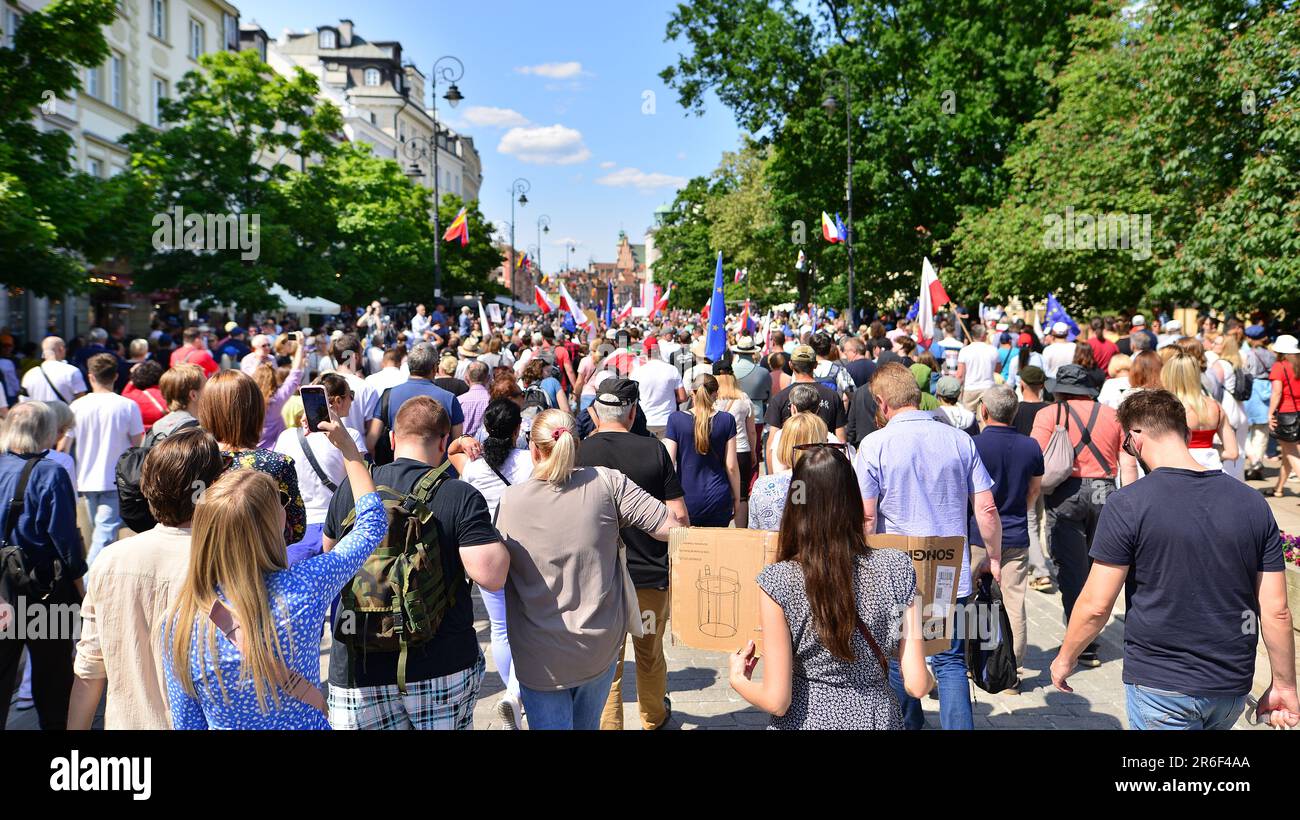 Warsaw, Poland. 4 June 2023. Hundreds of thousands march in anti ...