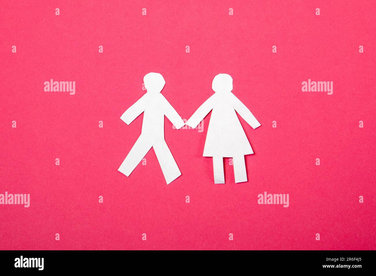 Man and woman relationship, love and family concept. Paper human ...