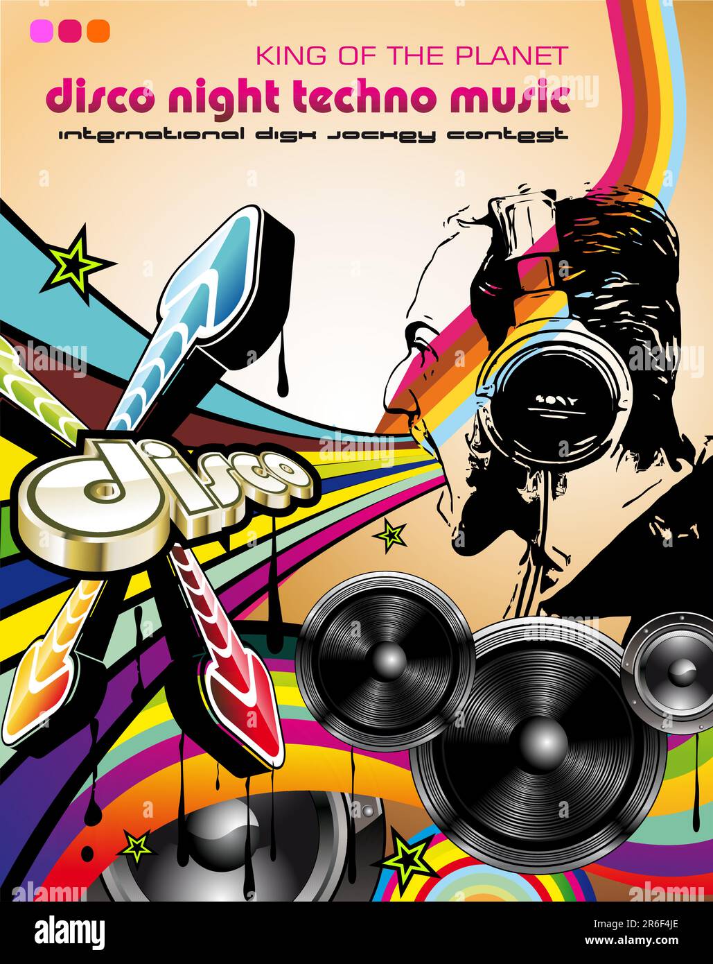 Suggestive disk jockey shape on abstract music background for ...