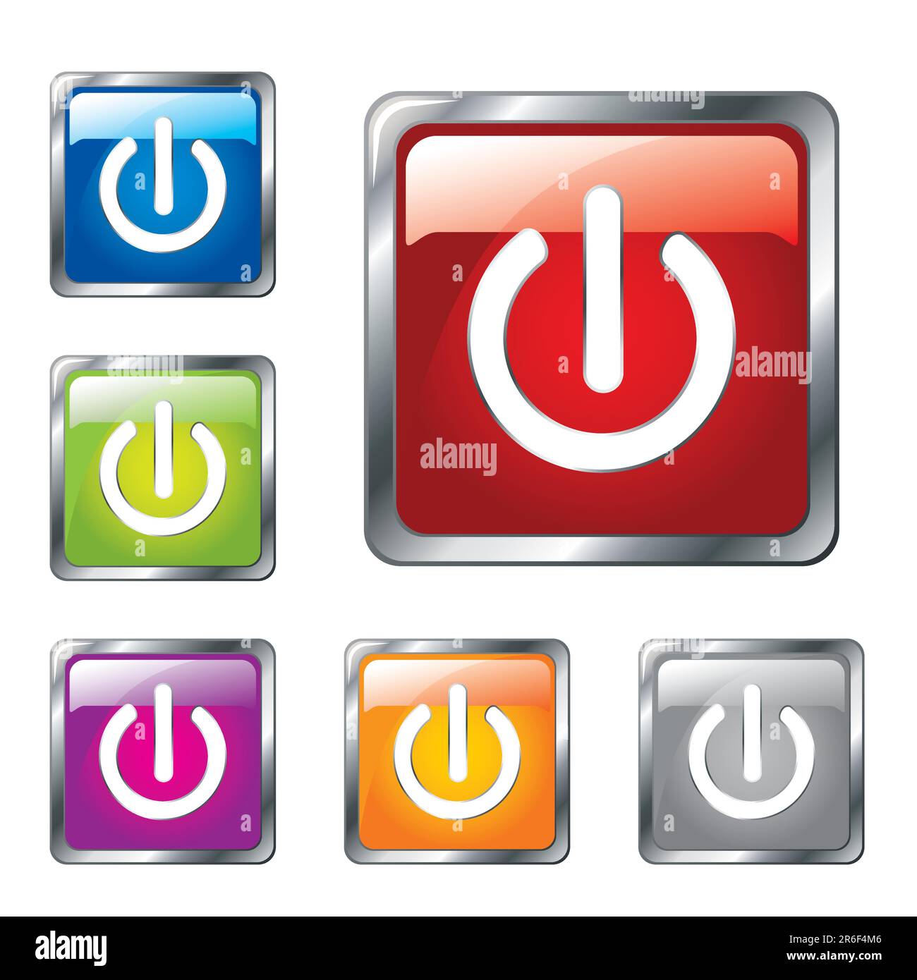 Computer power button silver Stock Vector Images - Alamy