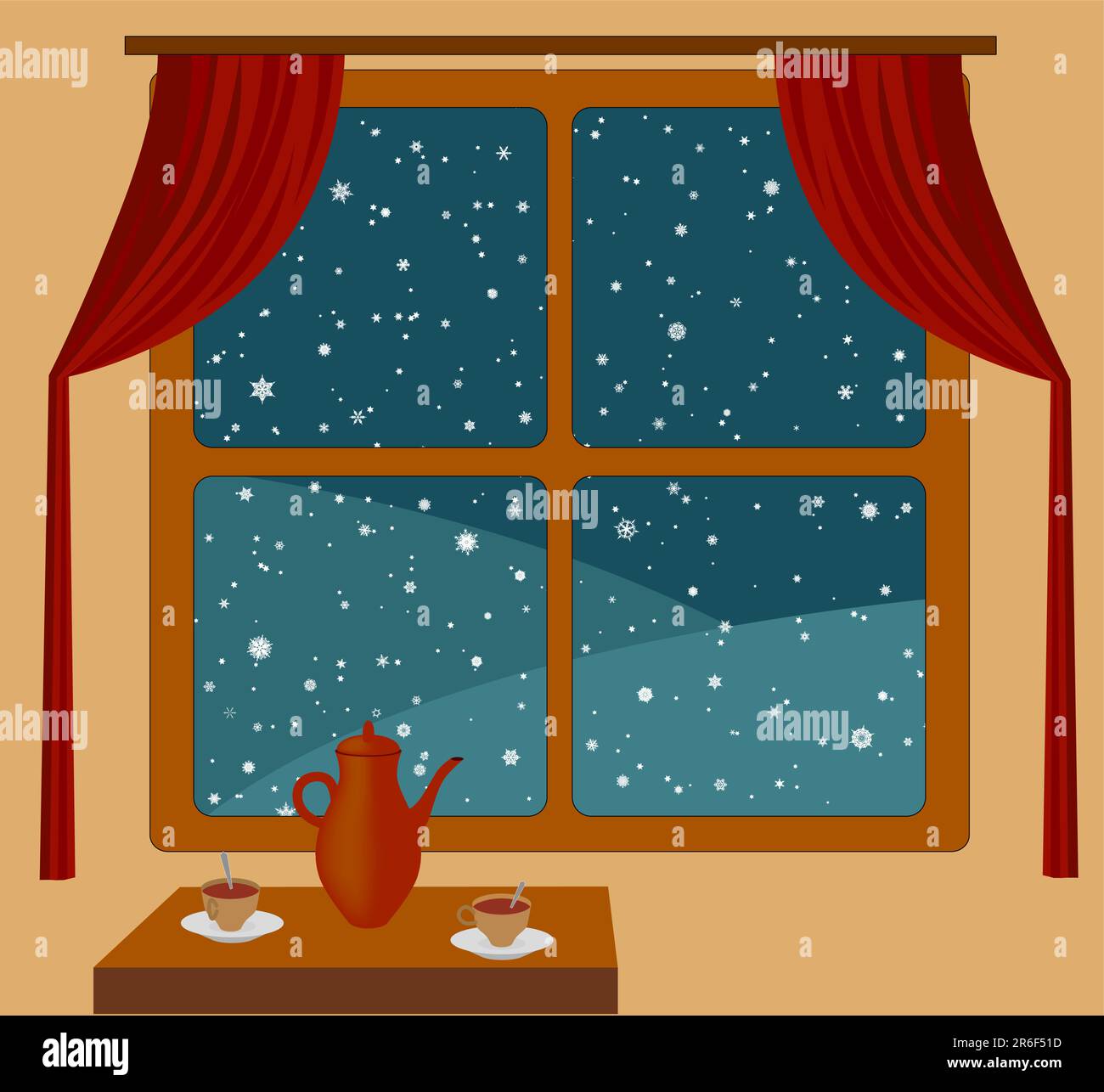 Winter window view snow Stock Vector Images - Alamy