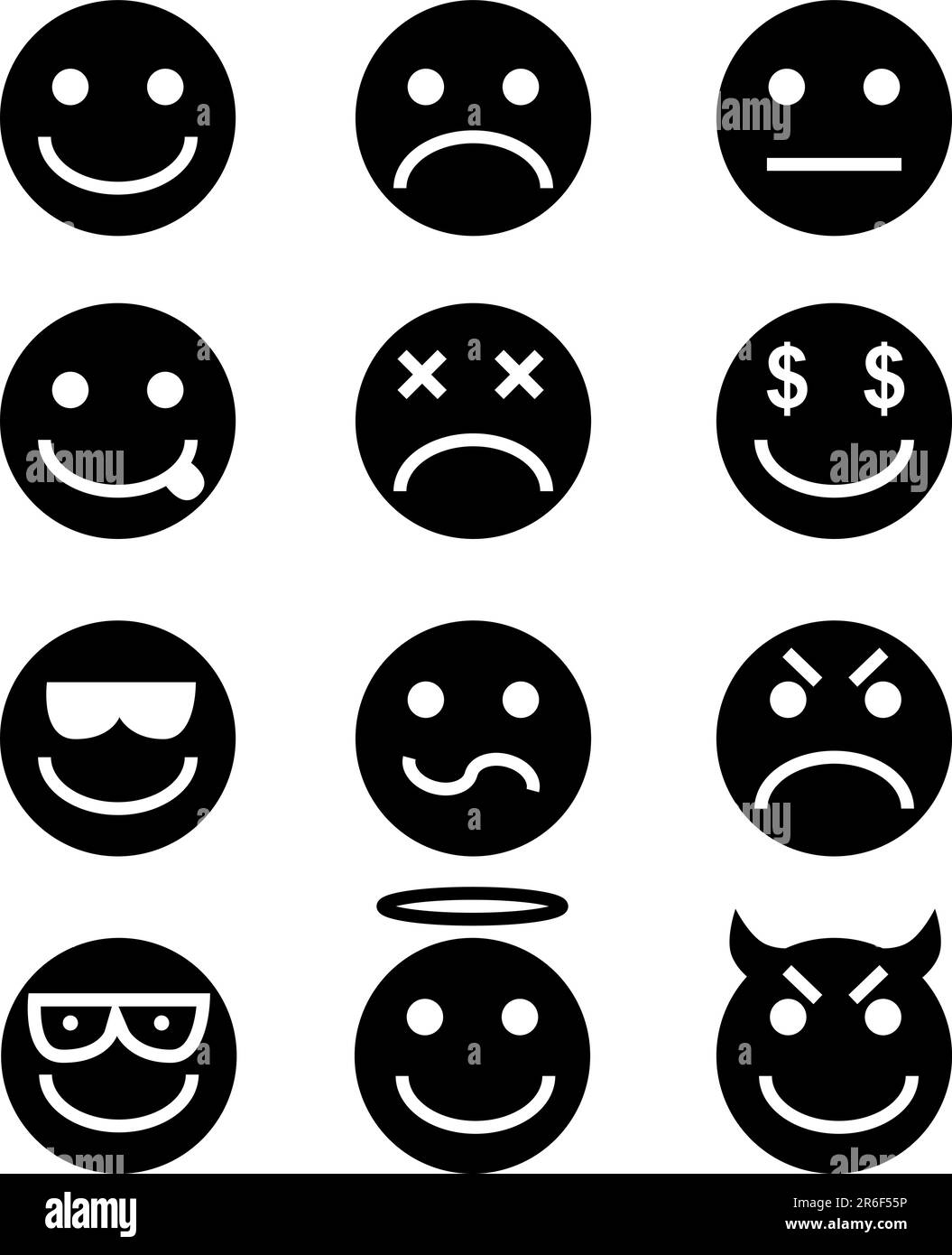 Emoticon icon set isolated on a white background Stock Vector Image ...