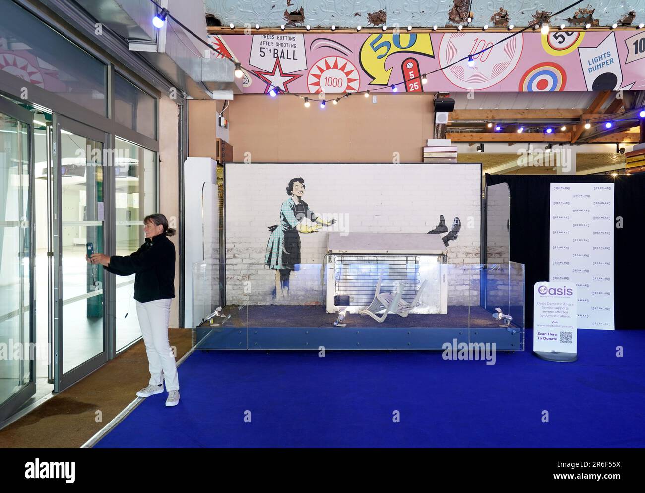 A view of Banksy's pop-up artwork, Valentine's Day Mascara, following ...