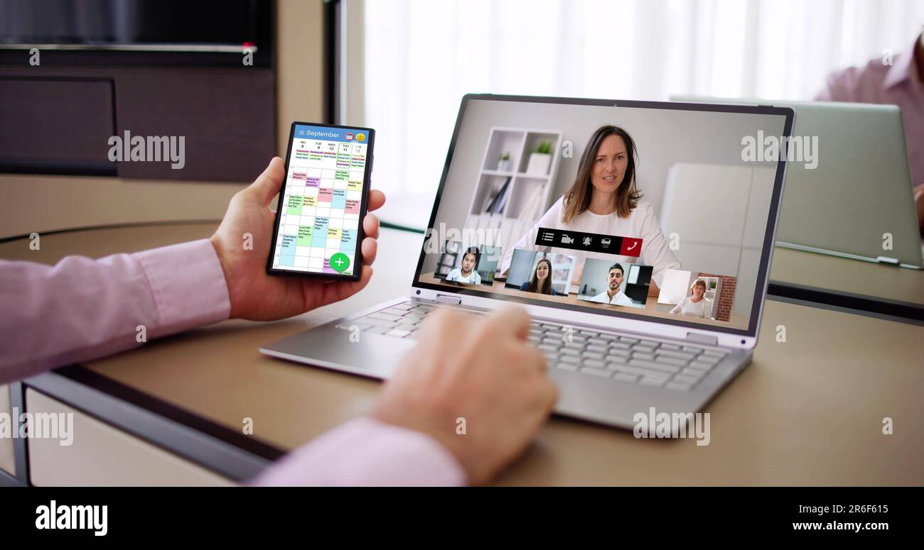 Virtual Video Conference Call Meeting And Financial Presentation Stock ...