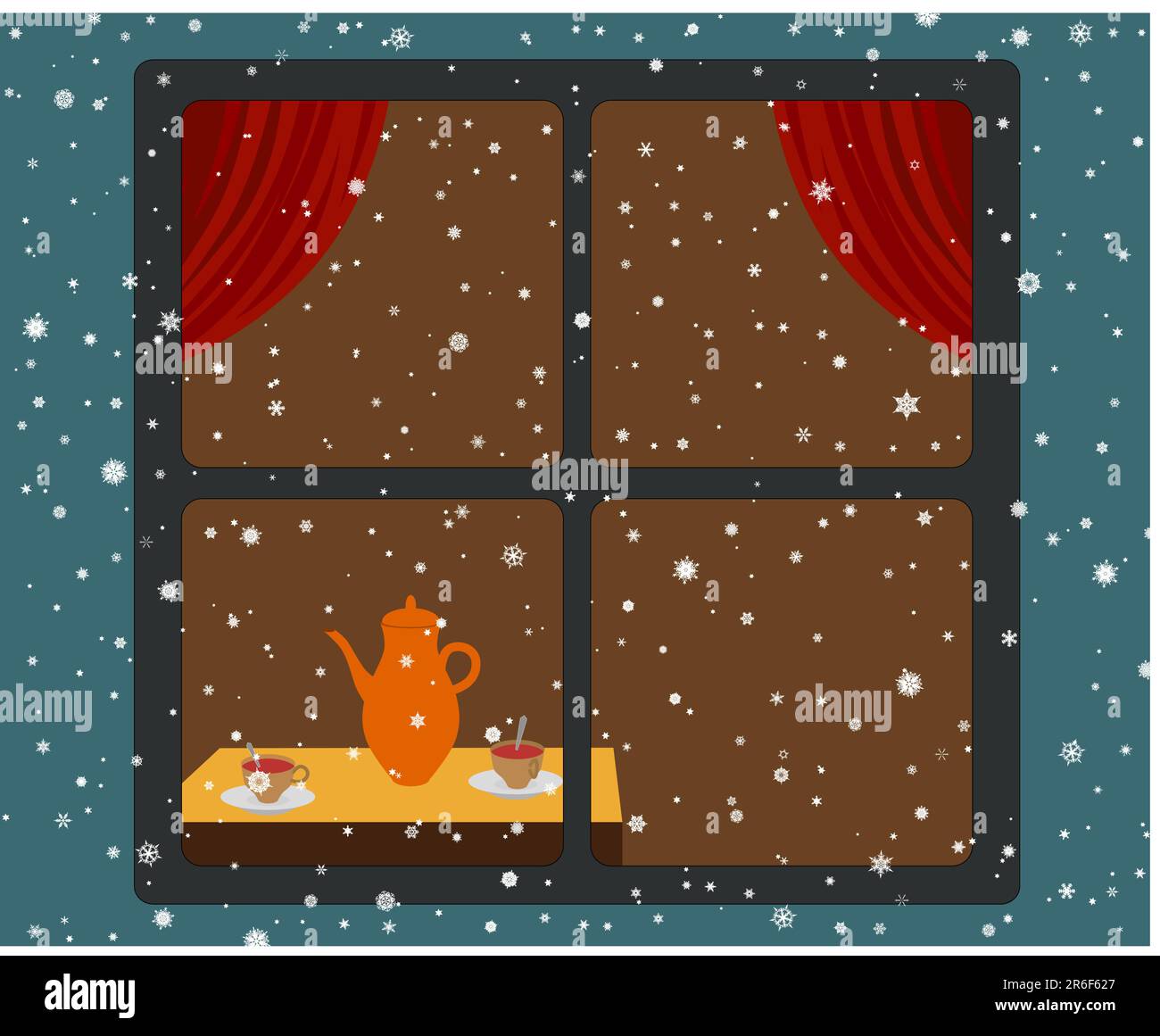 Snow and a warm room. Vector illustration. AI compatible eps Stock ... Snow and a warm room. Vector illustration. AI compatible eps Stock ...