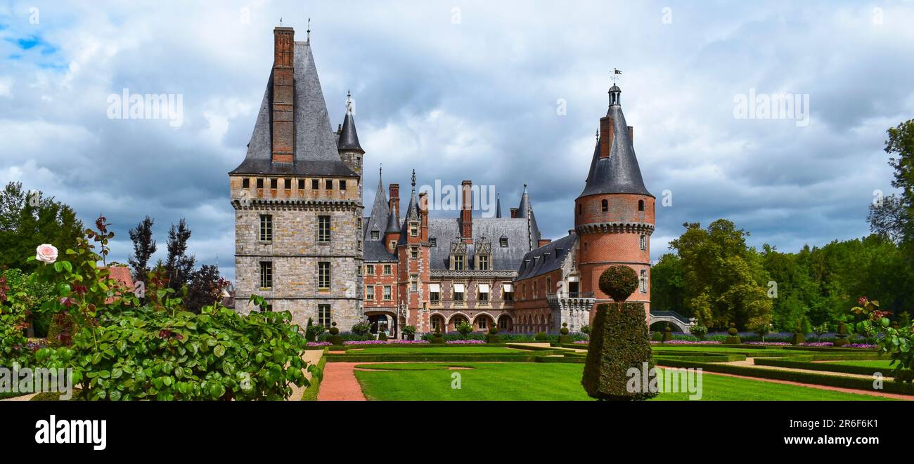 The Castle of Maintenon under a blue cloudy sky in France Stock Photo ...