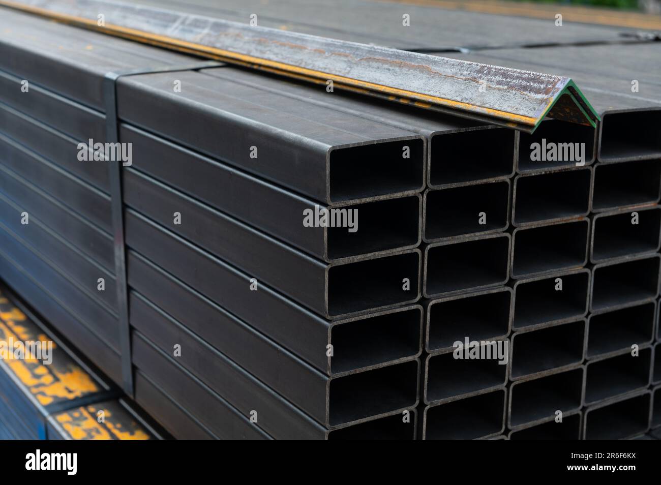 Stack of rectangular metal tubes Stock Photo - Alamy
