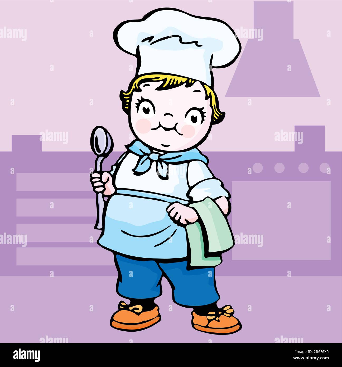 An illustration of a girl/kids cooking/baking. Vector cartoon Stock ...