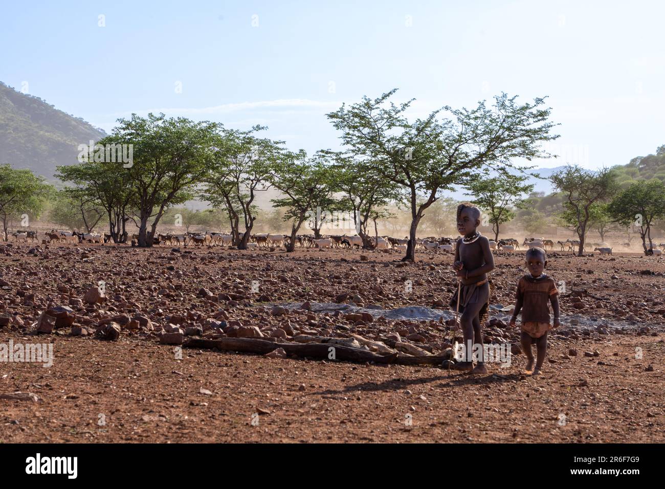 Himba children in a Himba village, Kaokoveld, Namibia, Africa Stock ...