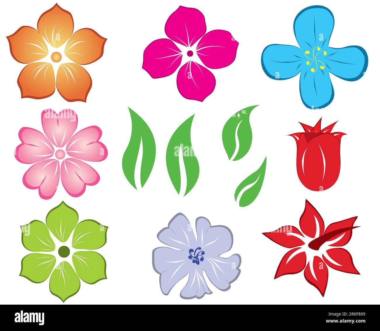 Set of different flower and leaves for self-supporting making floral ...