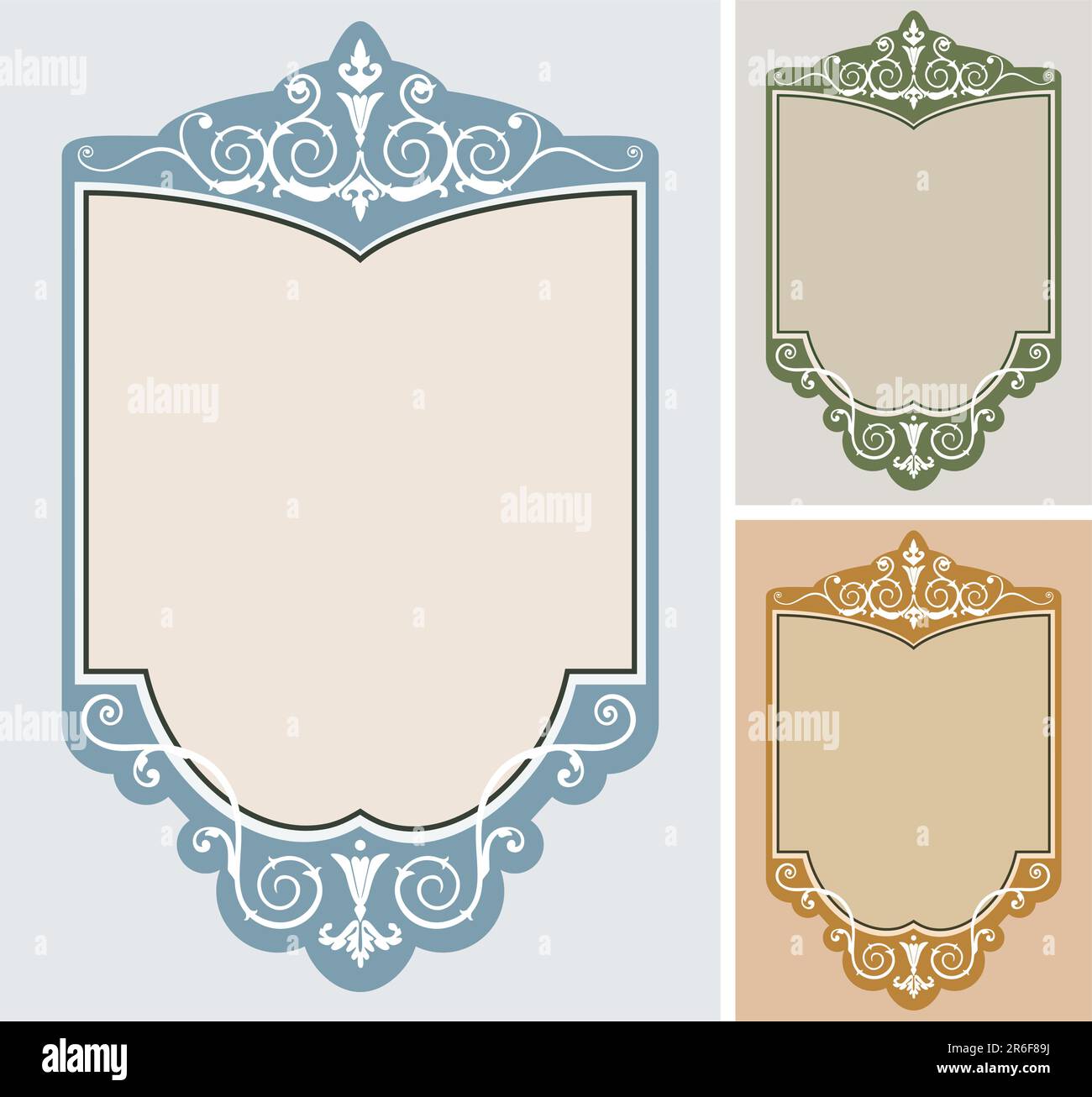 Vintage style frames, design in three variations, full scalable vector ...