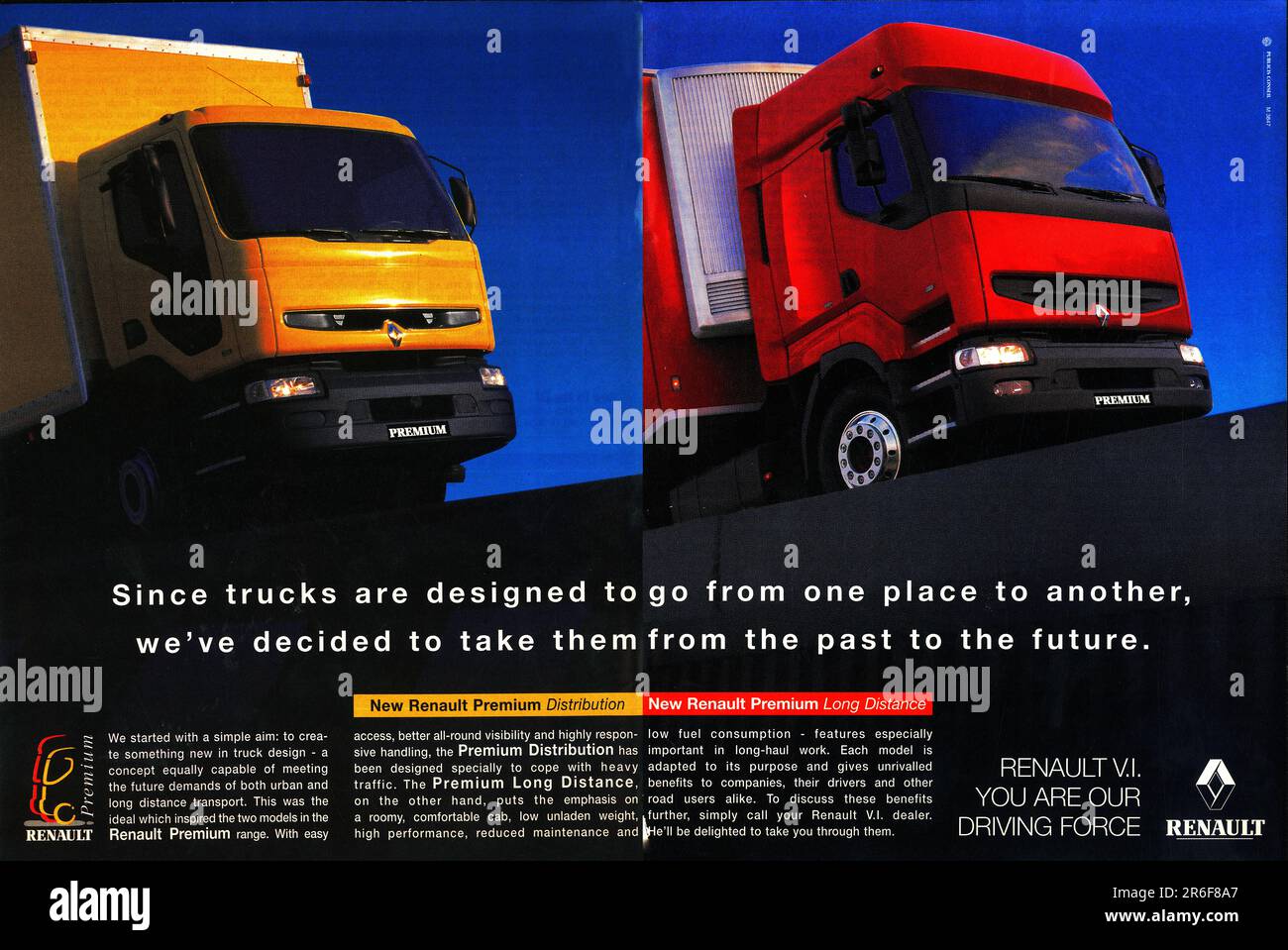 Renault premium trucks advert in a magazine 1996 Stock Photo - Alamy