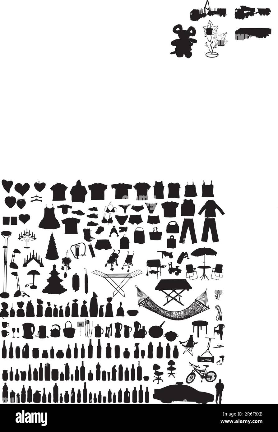 Miscellaneous household, clothes and others vector objects Stock Vector ...