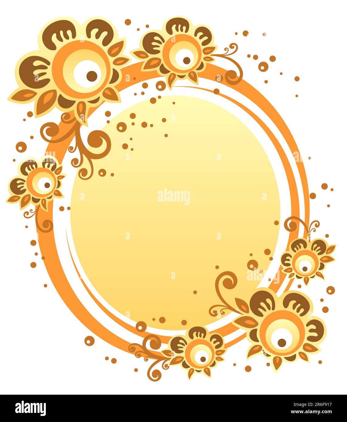 Cartoon flowers with yellow frame on a white background Stock Vector ...
