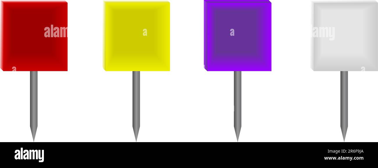 Vector realistic illustration of push pin collection Stock Vector Image ...