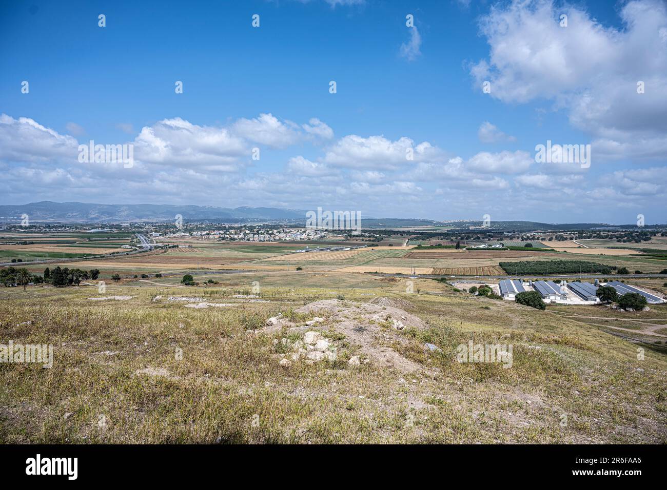 Israel, Jezreel Valley panoramic landscape as seen from Tel Shimron ...
