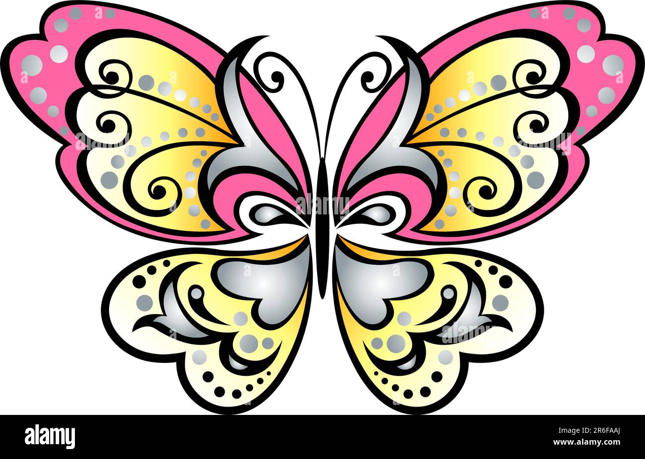 beautiful butterfly with scroll details Stock Vector Image & Art - Alamy