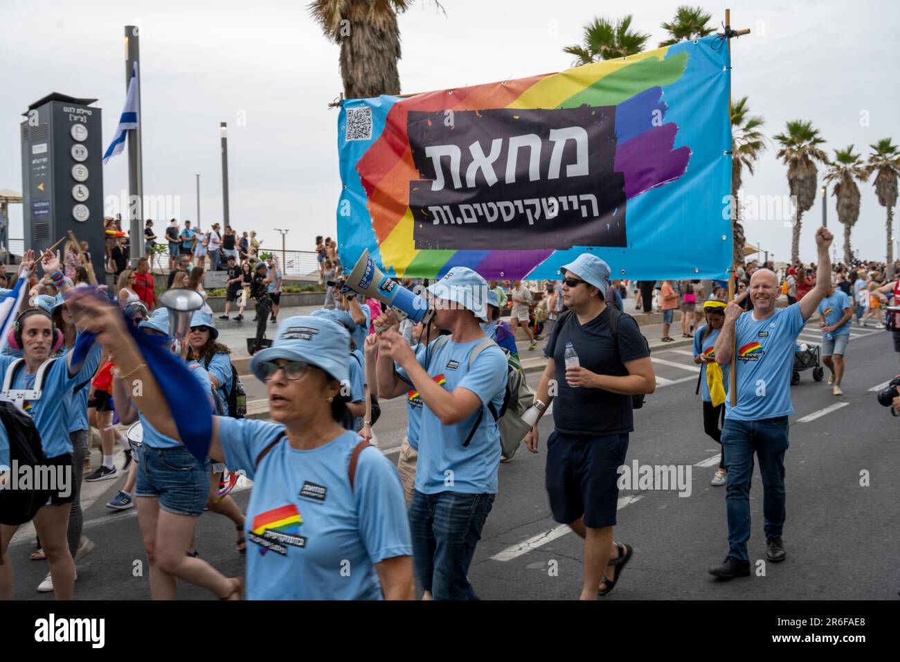 Anti Government Reform protesters march during the Tel Aviv Gay Pride ...