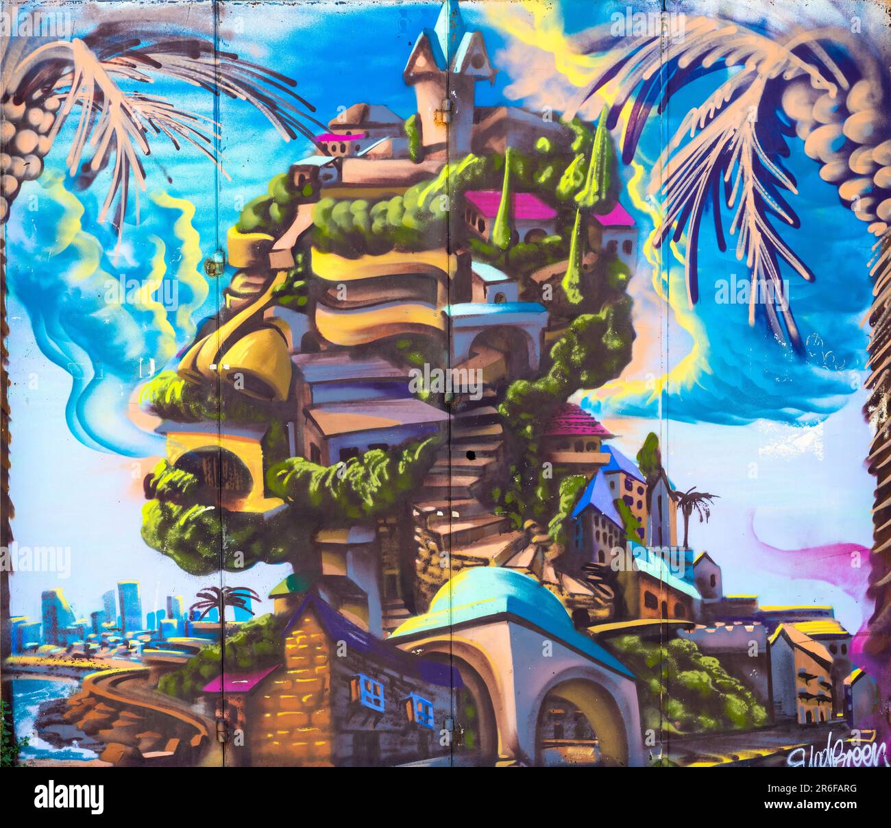 Elaborate and colourful graffiti Photographed in Jaffa, Israel Stock ...