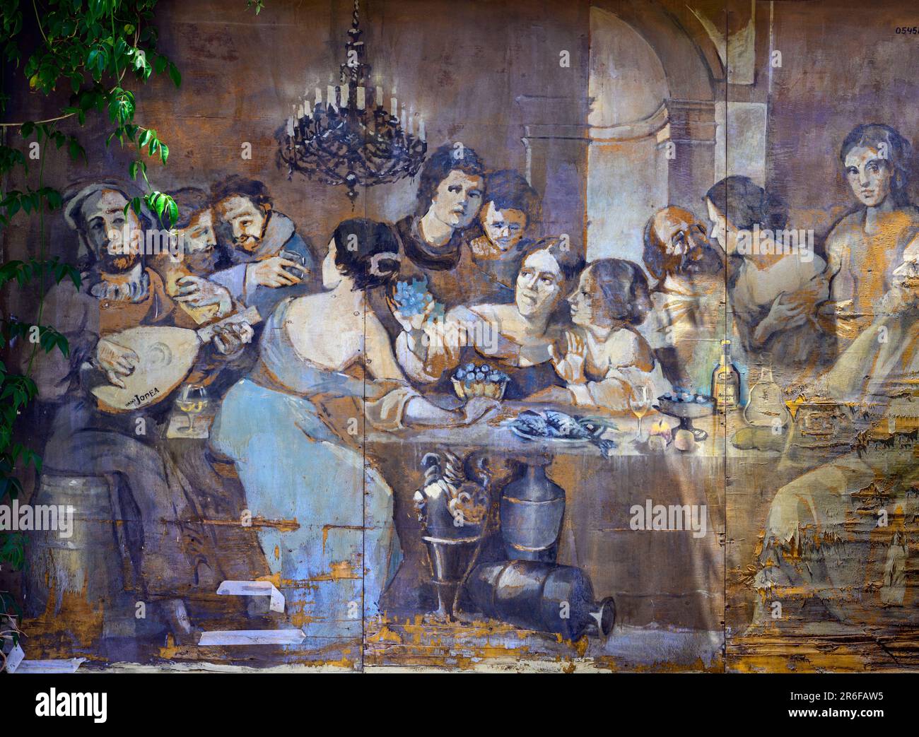 retro style dinner scene Elaborate and colourful graffiti Photographed ...