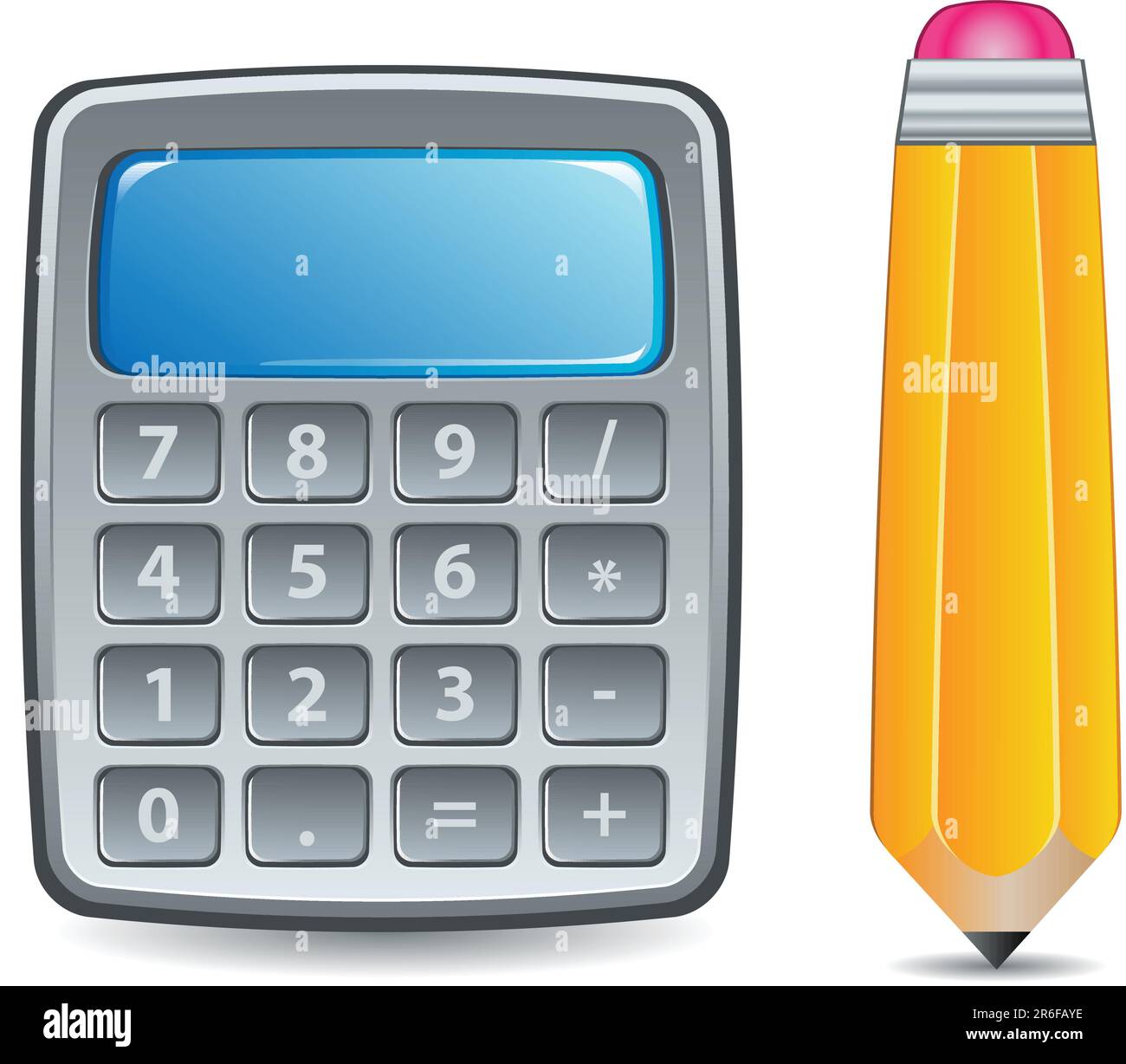 Calculator and Pencil Icon or Symbol Illustration Stock Vector Image ...