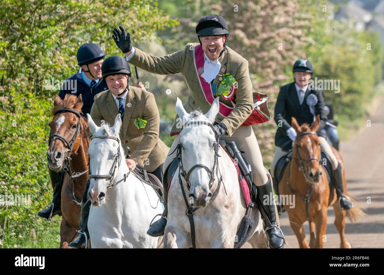 Riders gallop up the chase on the Nipknowes during the Hawick Common ...