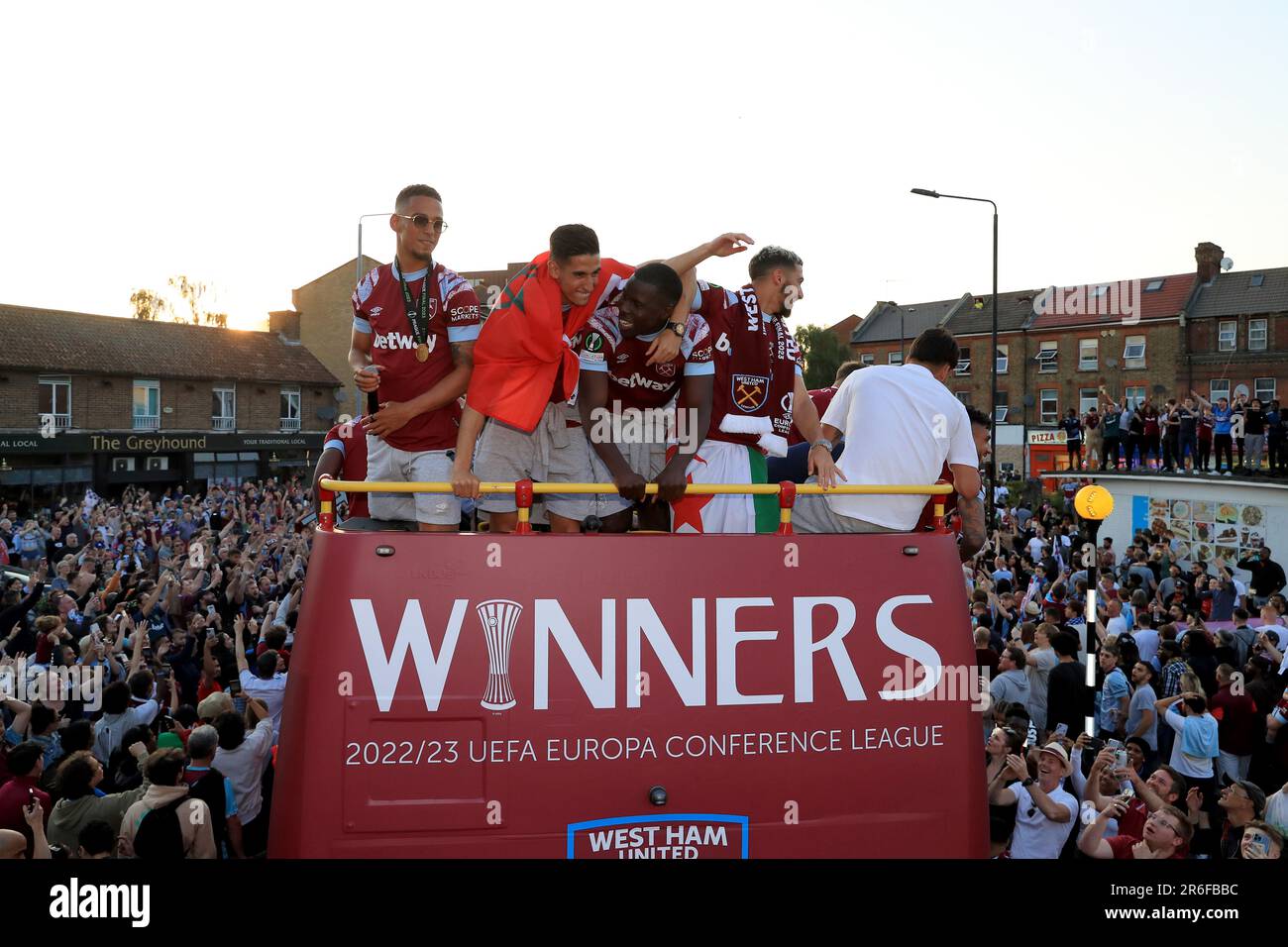 Left to right, West Ham United's Thilo Kehrer, Nayef Aguerd Kurt Zouma ...