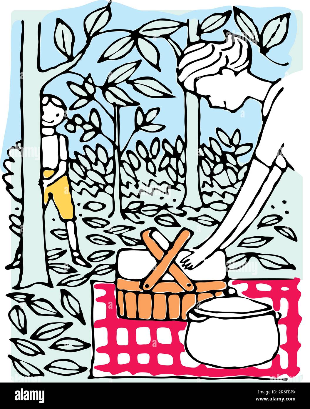 family doing outdoor grilling vector illustration cartoon Stock Vector ...