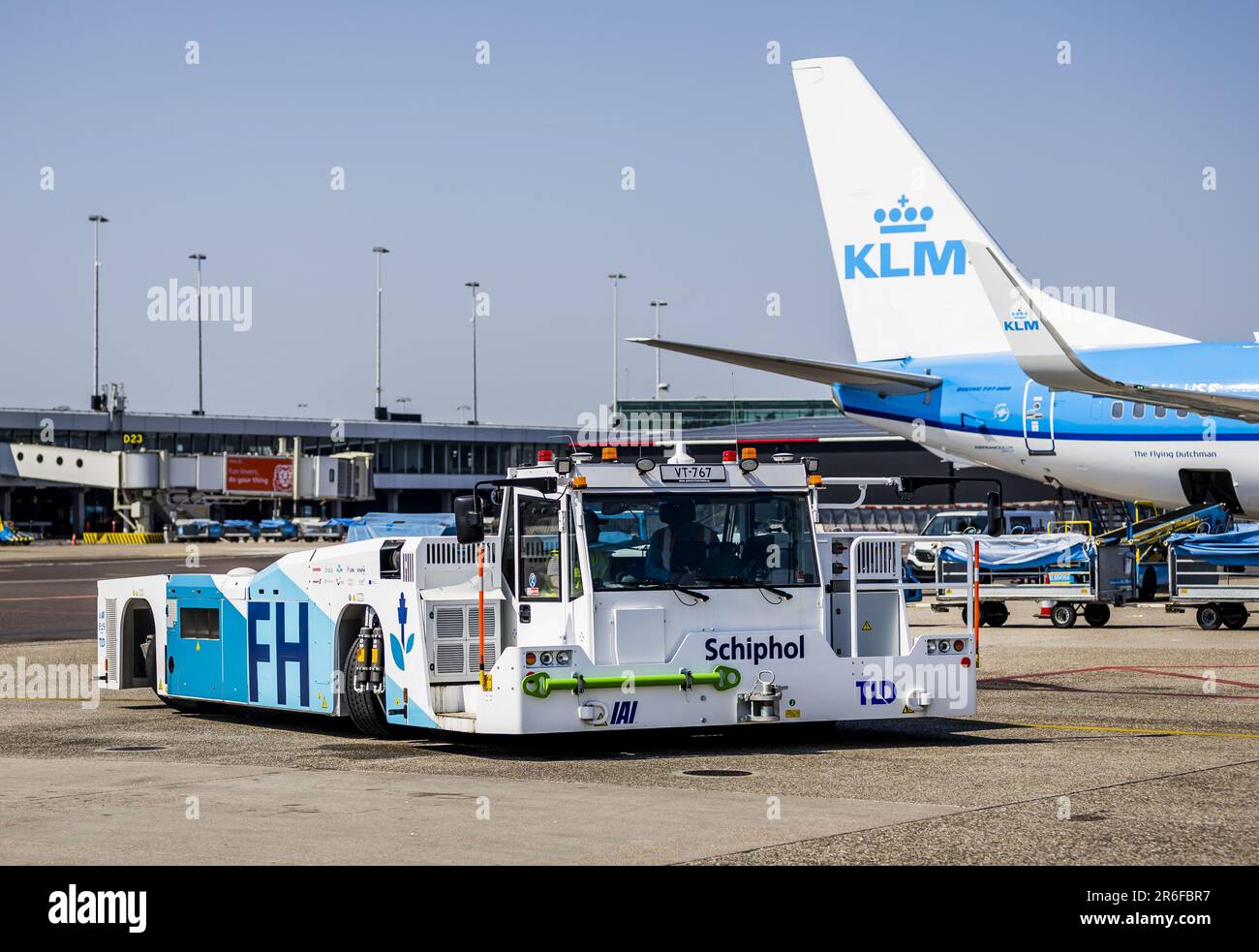 SCHIPHOL - 09/06/2023, A taxibot for aircraft in the test phase at ...