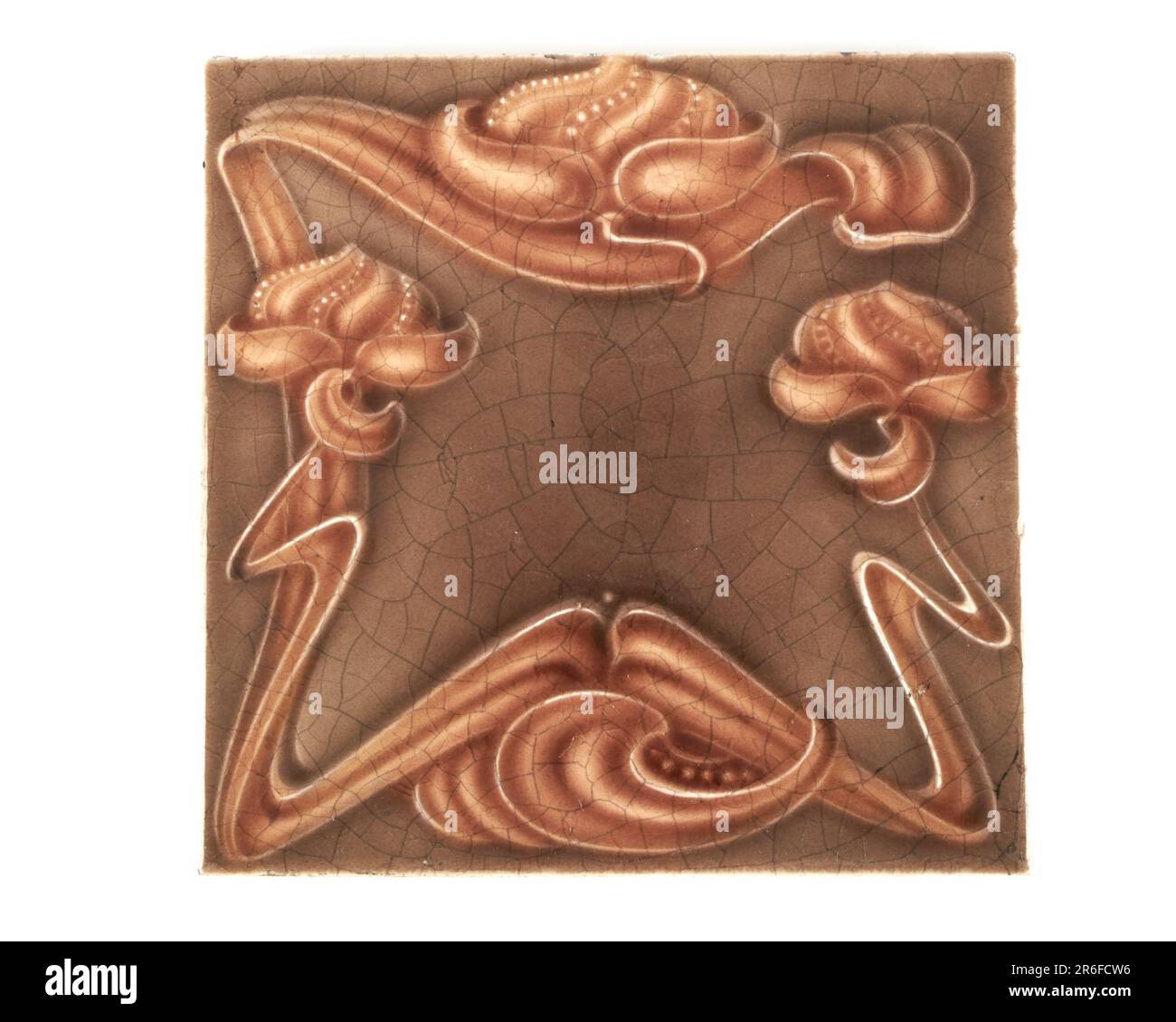 Antique 1900s Art Nouveau Richards three tulip pottery tile Stock Photo ...