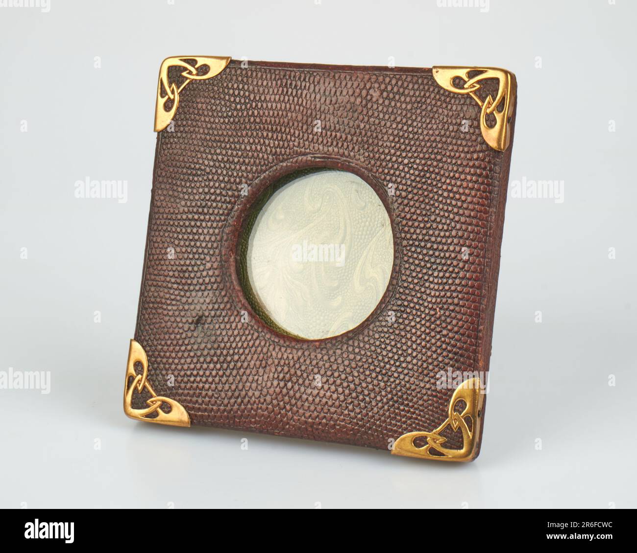 Antique 1900s arts and crafts leather and gilt metal photograph hi-res ...