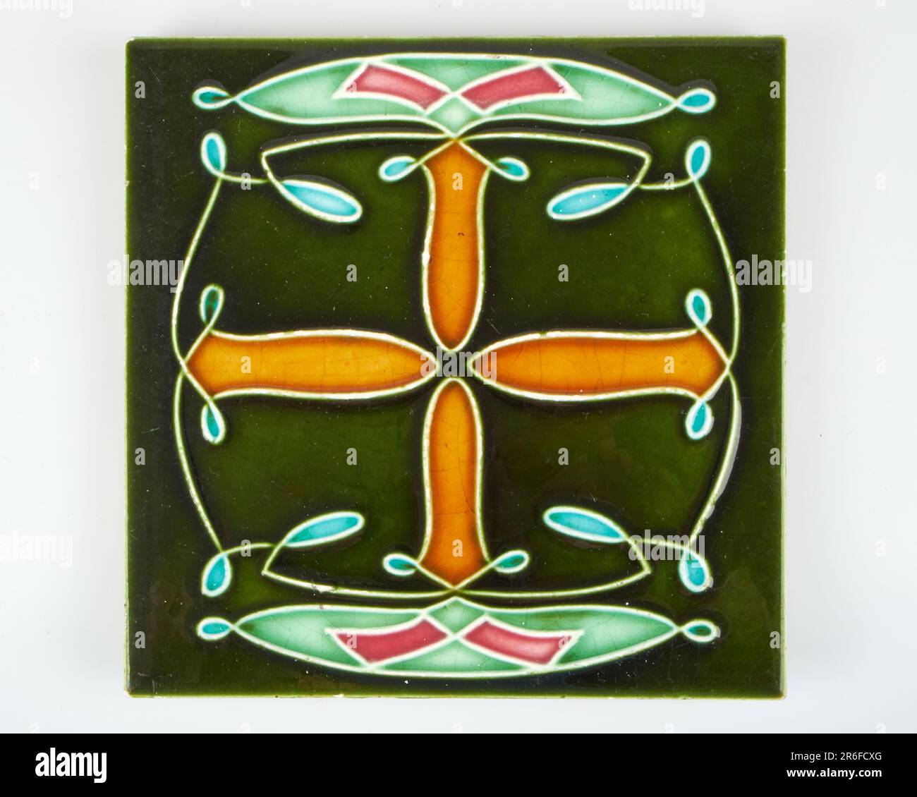 Antique 1900s Art Nouveau Richards Celtic design pottery tile Stock ...