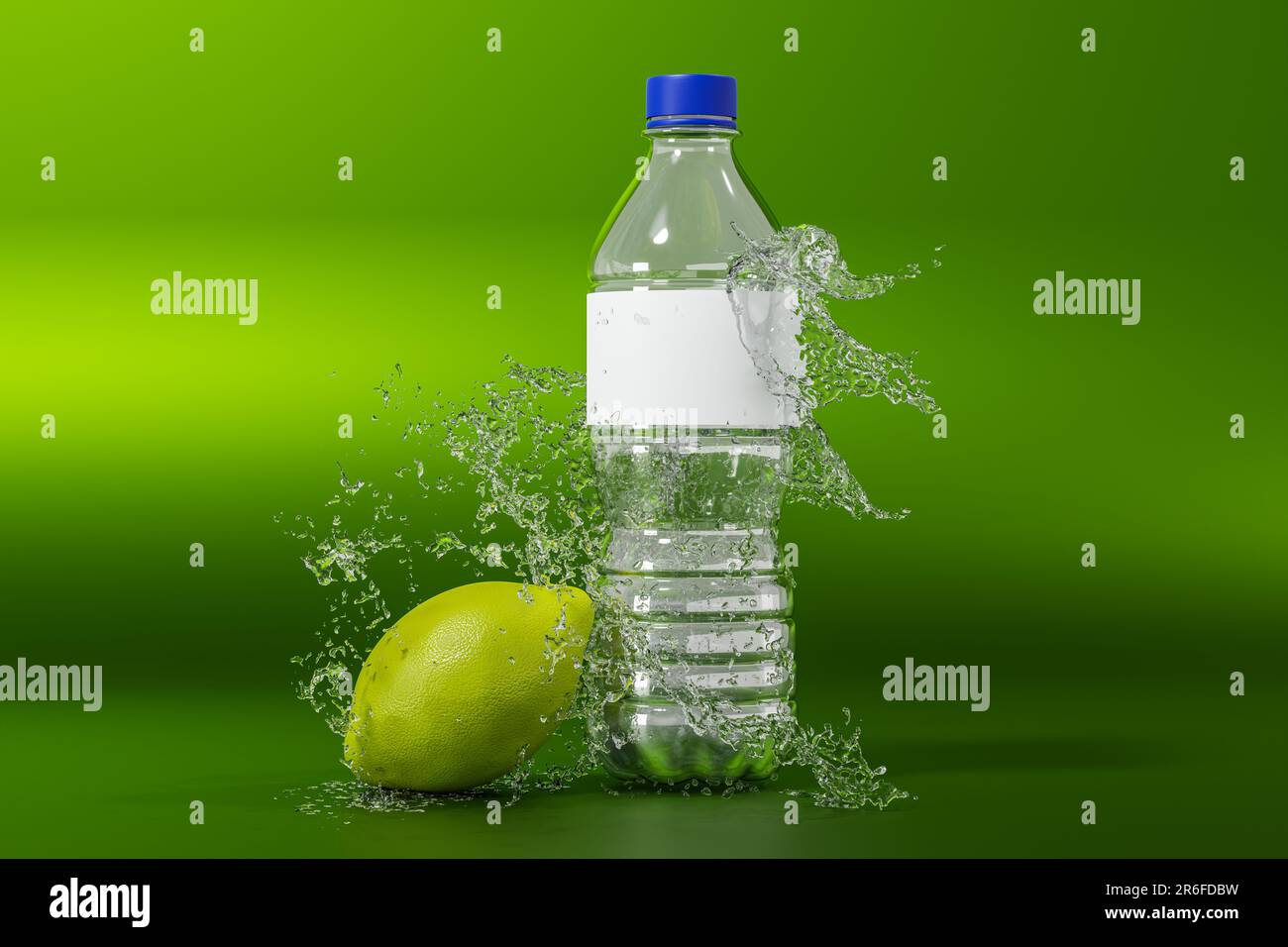 Mockup of bottle with splash water on green background. Water bottle ...