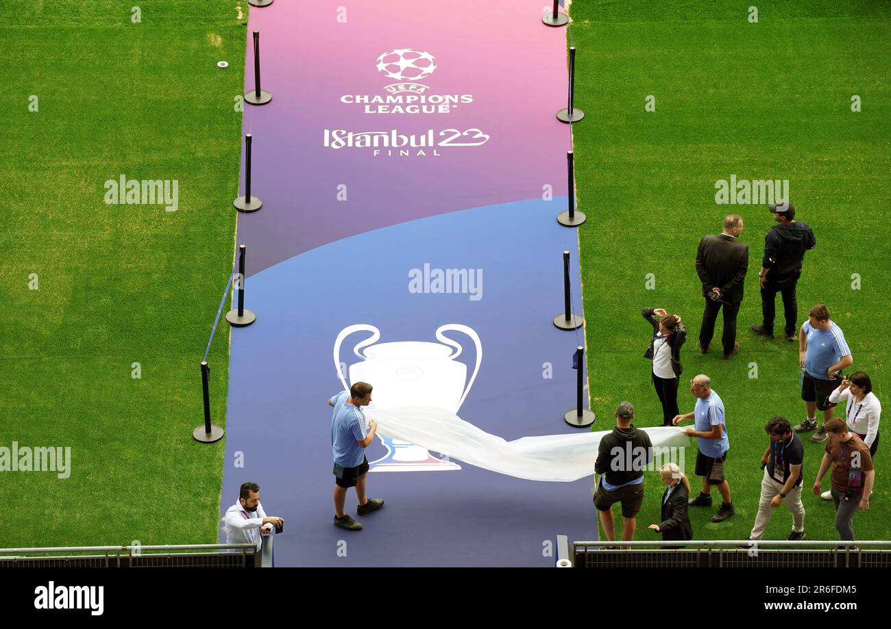 Final preparations are made at the Ataturk Olympic Stadium, Istanbul ...