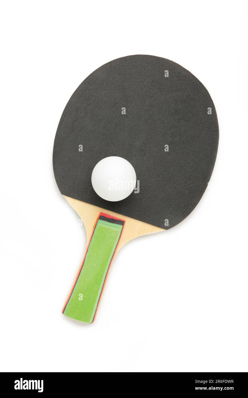 Ping pong racket and ball isolated on white background. Top view Stock ...