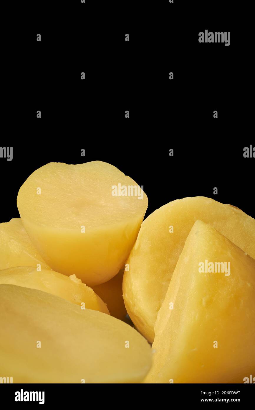 pile of boiled and peeled potatoes, tender and easily mashed or crushed ...