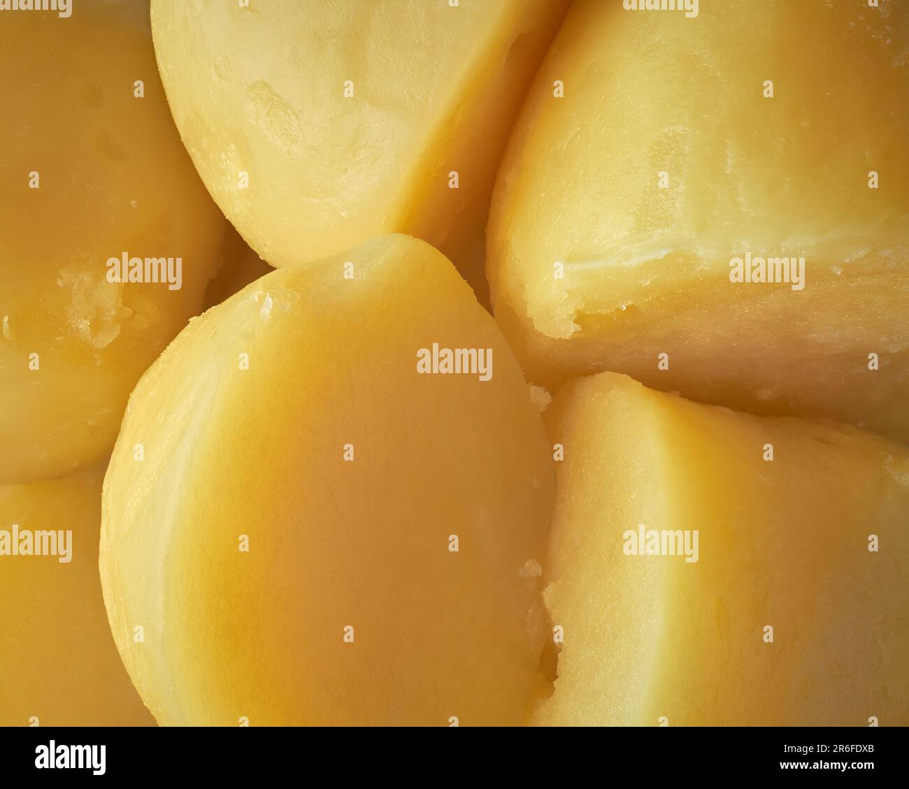 pile of boiled and peeled potatoes, tender and easily mashed or crushed ...